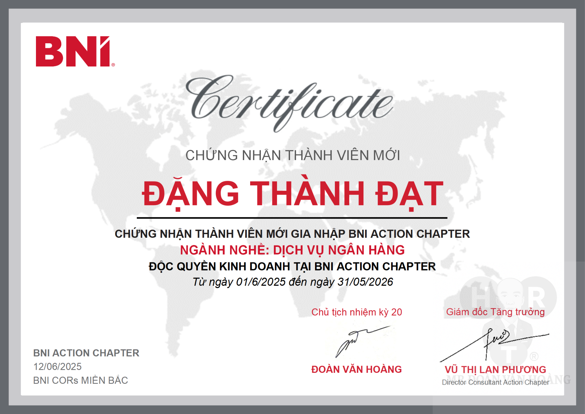 THƯ CẢM ƠN SAU BUỔI HỌP BNI ACTION CHAPTER NGÀY 12/06/2025