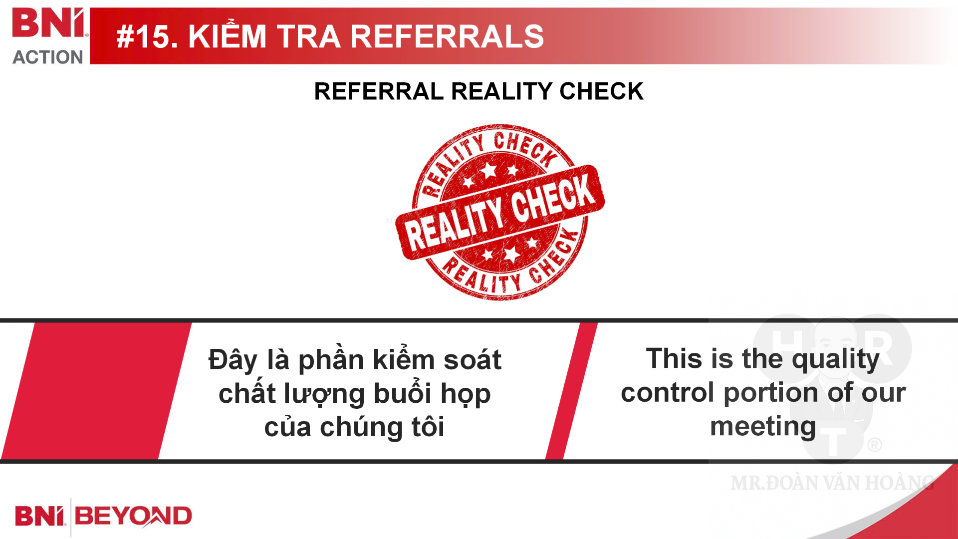 Giải thích chi tiết 20 bước buổi họp BNI - BNI Action Chapter