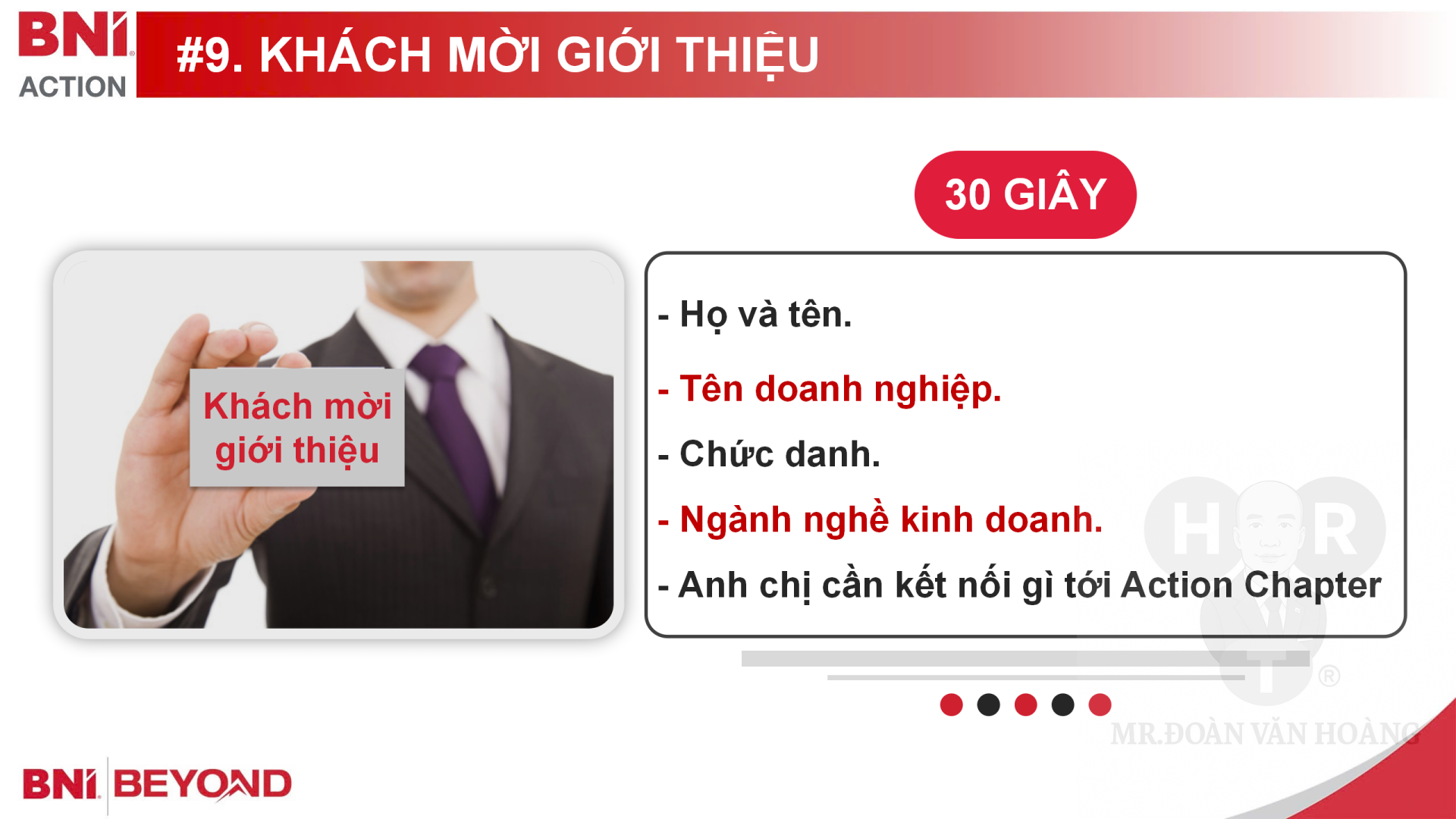 Giải thích chi tiết 20 bước buổi họp BNI - BNI Action Chapter